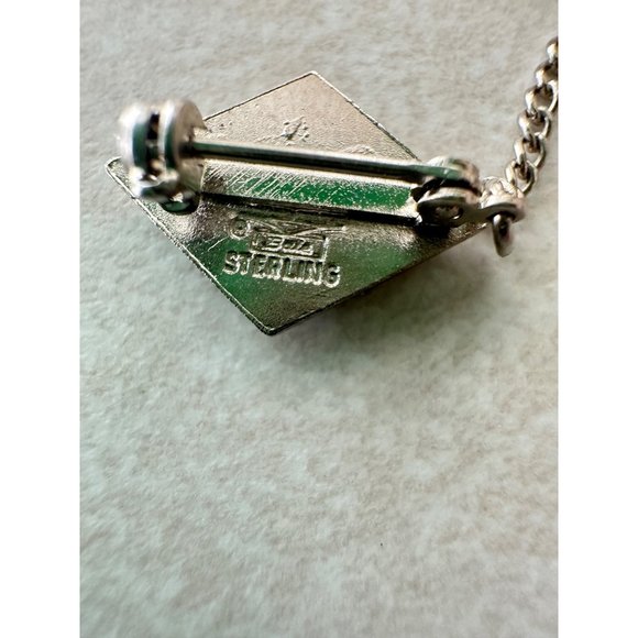 Jewelry | Vintage Sterling Silver Black Enamel 1971 Hanging Chain Lapel ...